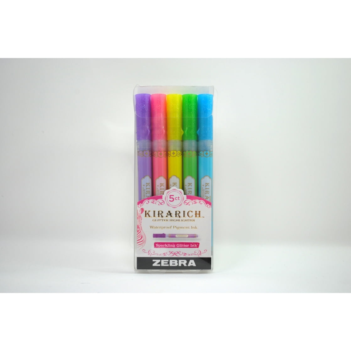 Zebra Pen Kirarich Glitter Highlighter, Chisel Tip, assorted colors, 5 ...