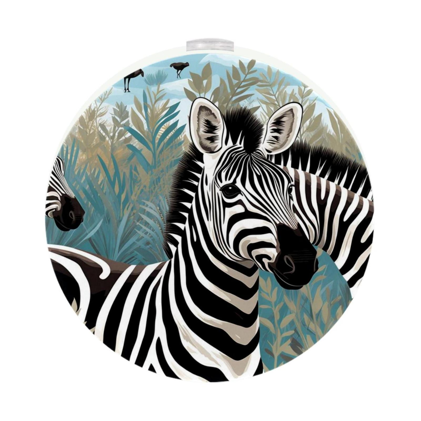 Zebra LED Round Night Light-2PCS, Dimmable Plug-in Circle Wall Lamp ...