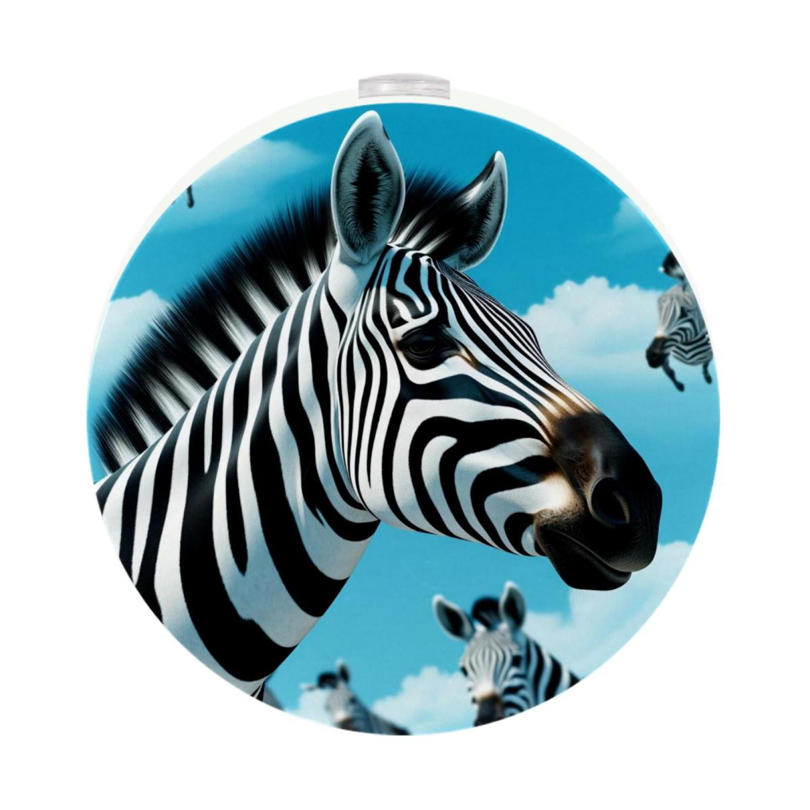 Zebra LED Round Night Light-2PCS, Plug-in Auto Dusk to Dawn Sensor ...