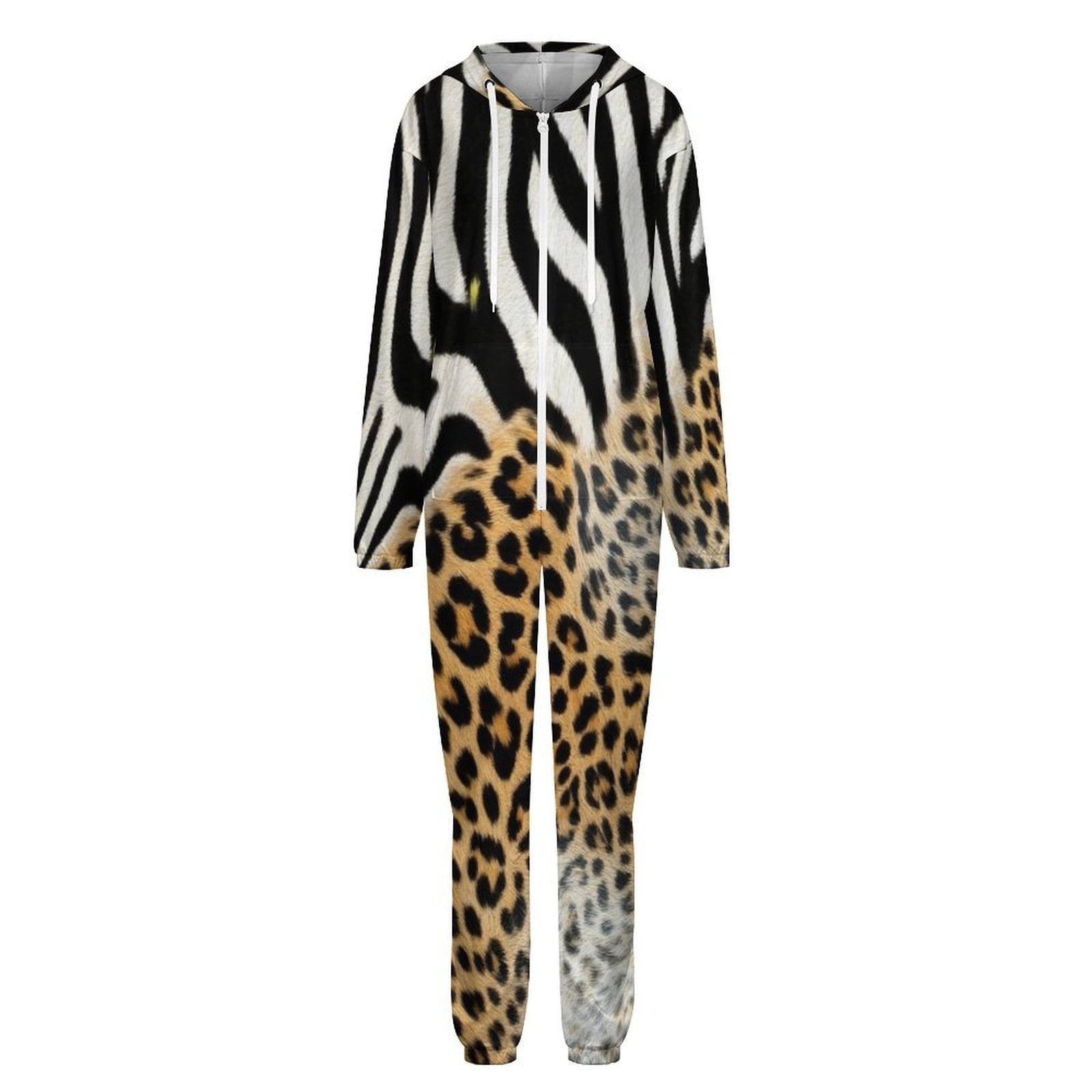 Zebra Leopard Animal Print Texture Pattern Unisex Adult Onesie Pajamas ...
