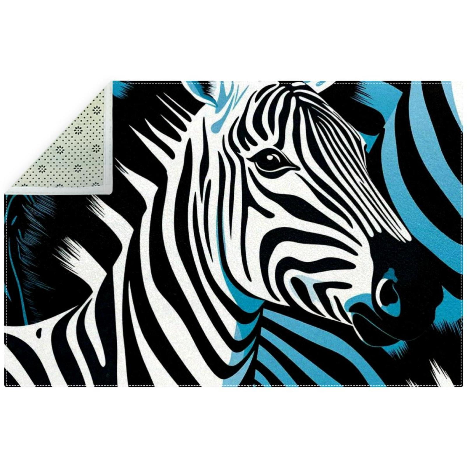 Zebra Luxurious Polyester Indoor Rug - Soft and Durable Right-Angle ...