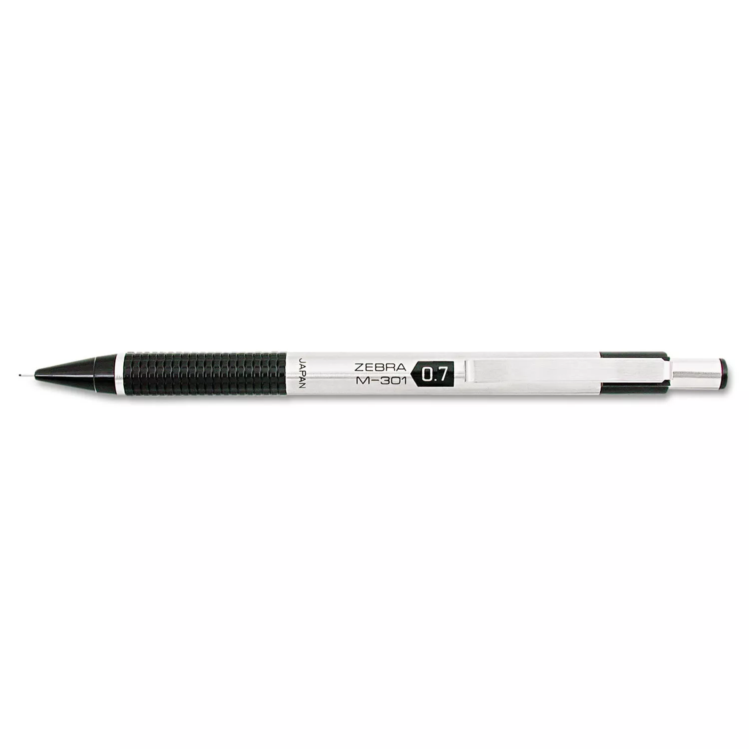 Zebra M-301 Mechanical Pencil 0.7 mm Stainless Steel w/Black Accents ...