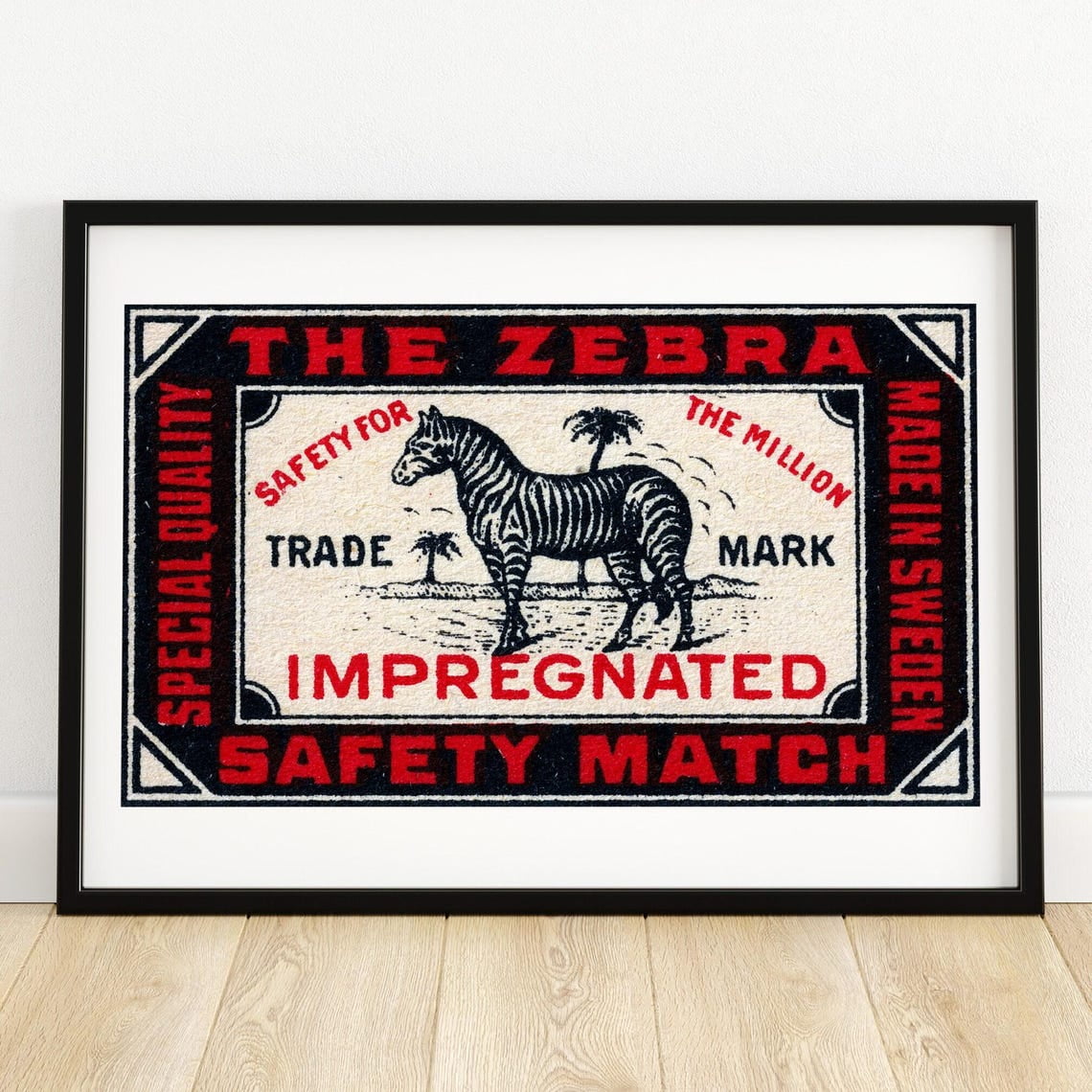 The Zebra - Matchbox Print - Aesthetic Wall Art - Vintage Swedish Art ...