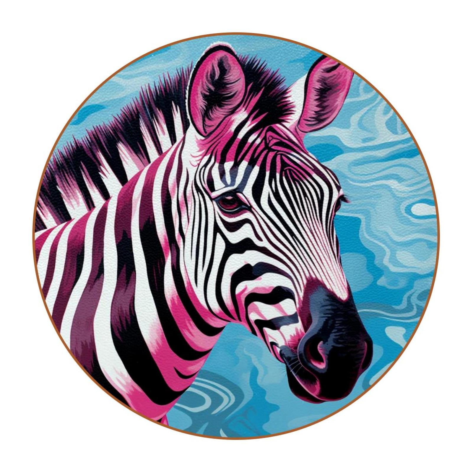 Zebra Microfiber Leather Round Coasters (6PCS) - 11x11 cm/4.3x4.3 in ...