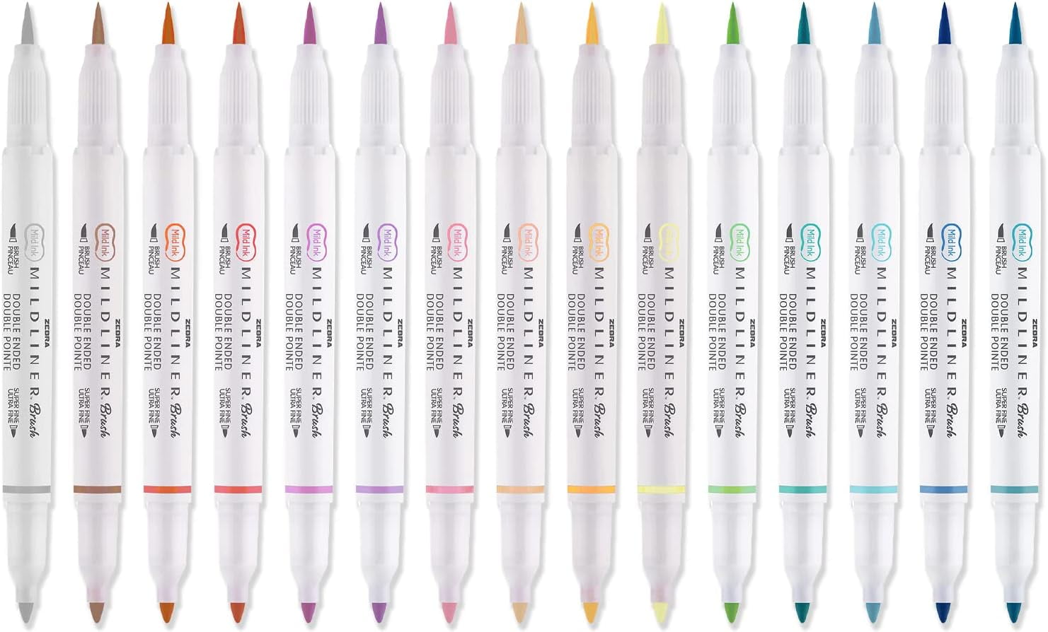 Zebra Mildliner Creative Marker Highlighter Pens - Double Ended - Brush ...