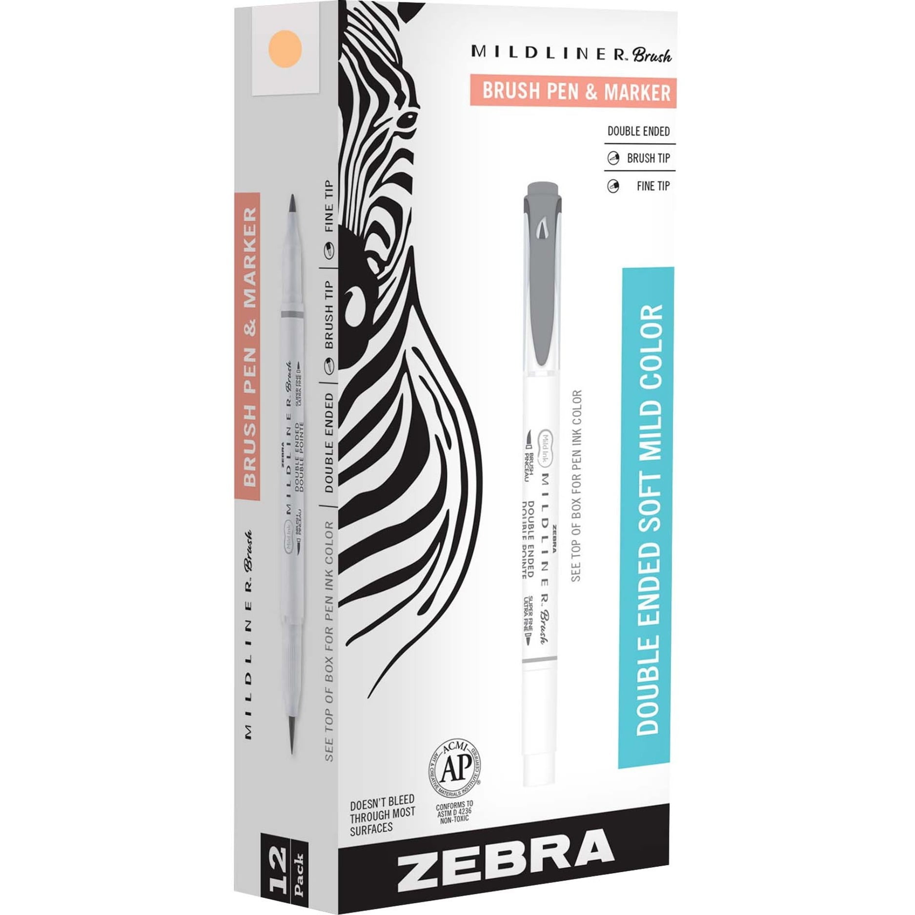 Zebra Pen Mildliner Double Ended Brush Pen Orange Dozen - Walmart.com