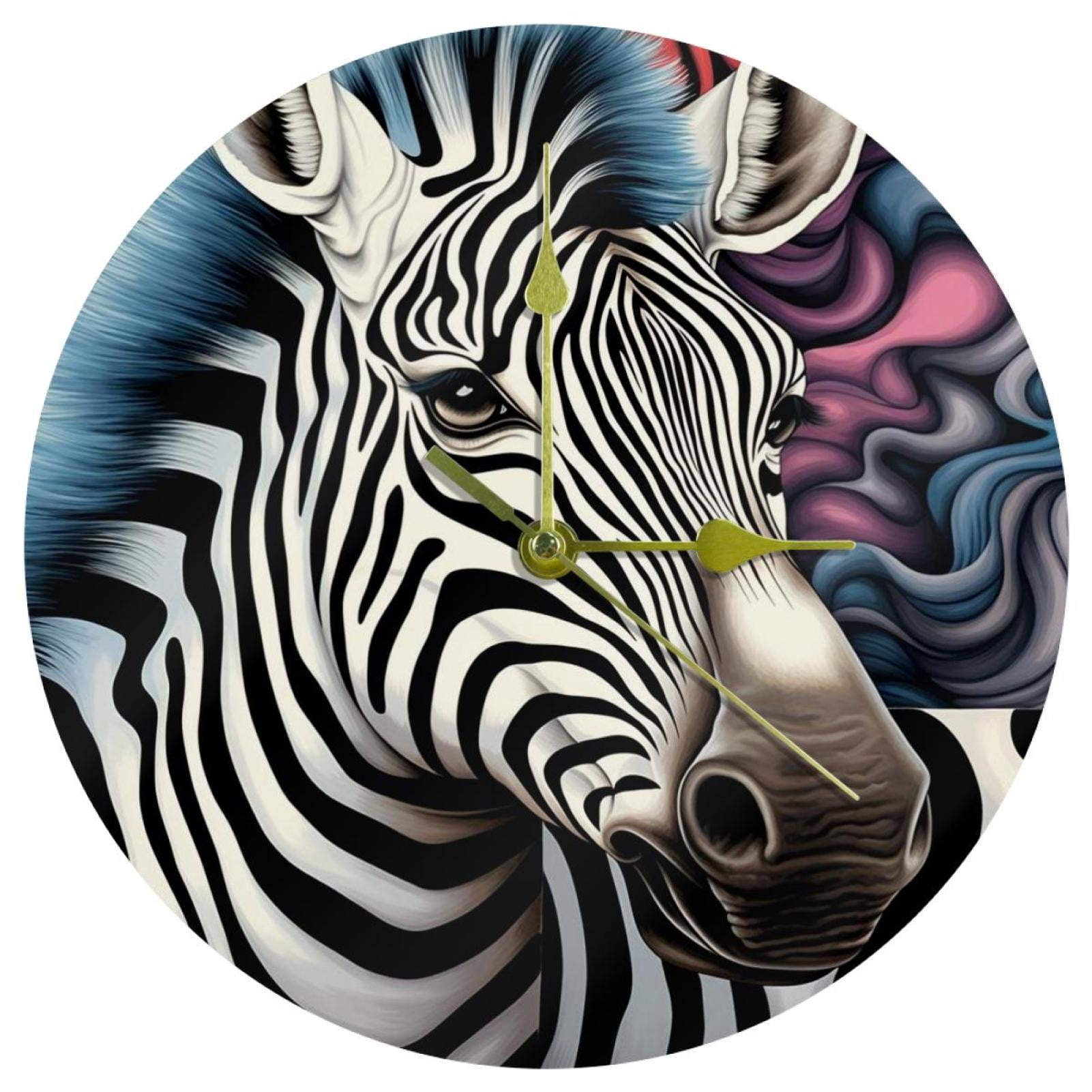 Zebra Modern Round Acrylic 9.8 Inch Wall Clock, Silent Non-Ticking ...