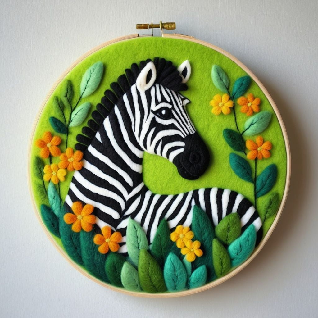 Zebra Needle Felting Set, Beginner Felt Painting Set, With Wool Felt ...
