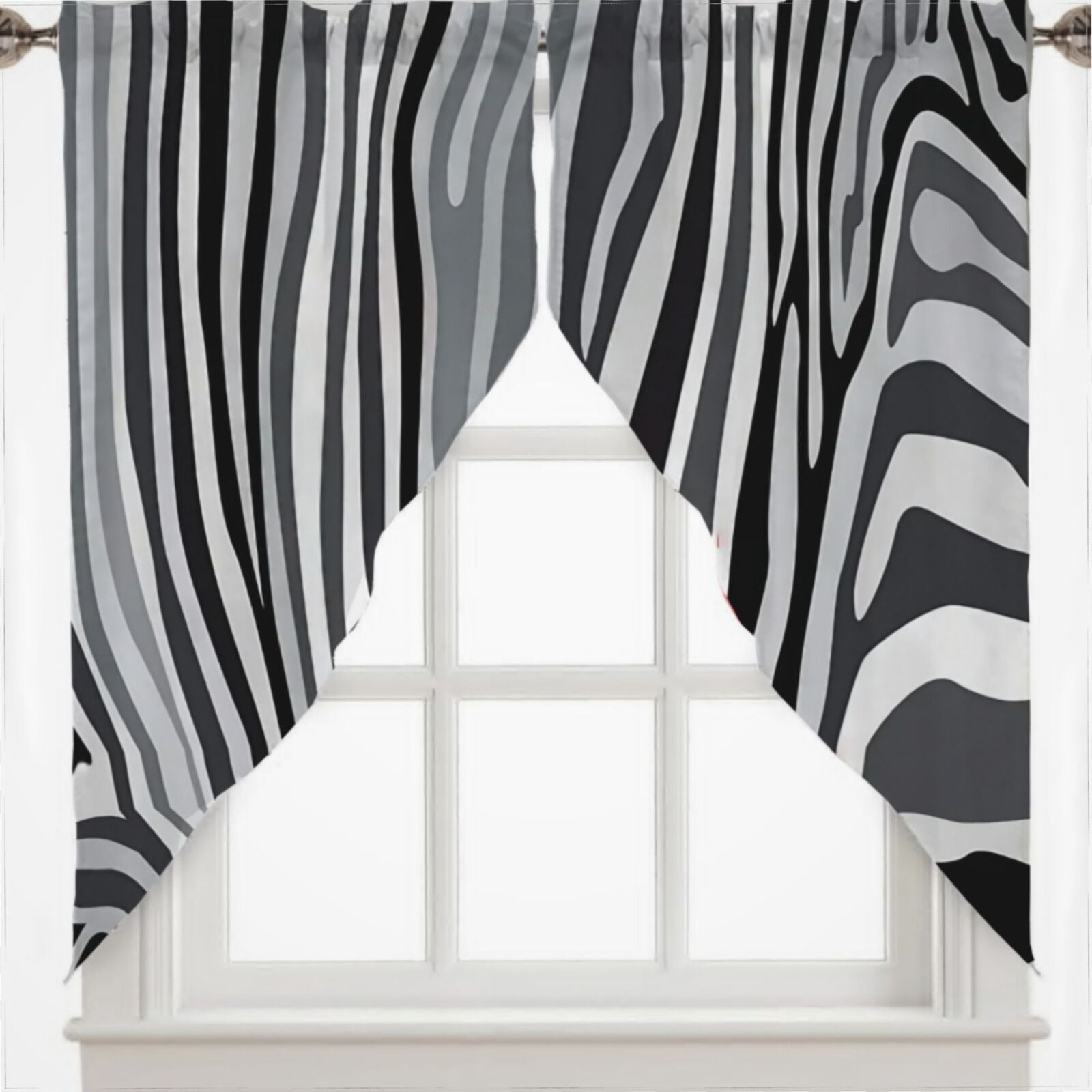 Zebra Pattern Created Grey Black Colour Swag Valances For Windows 2 ...