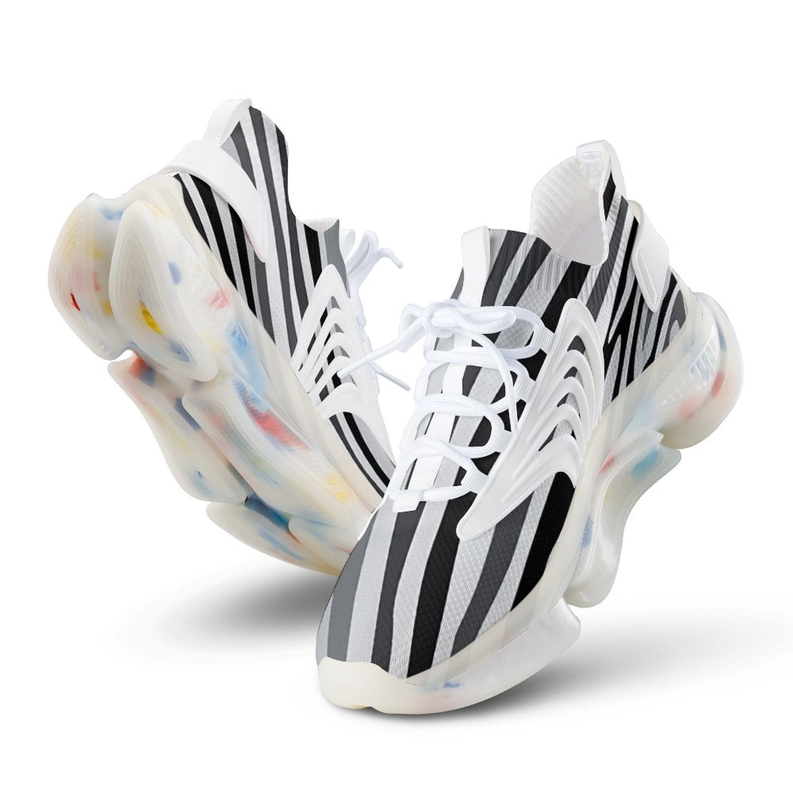 Zebra Pattern Created Grey Black Colour Walking Shoes for Men Woman ...