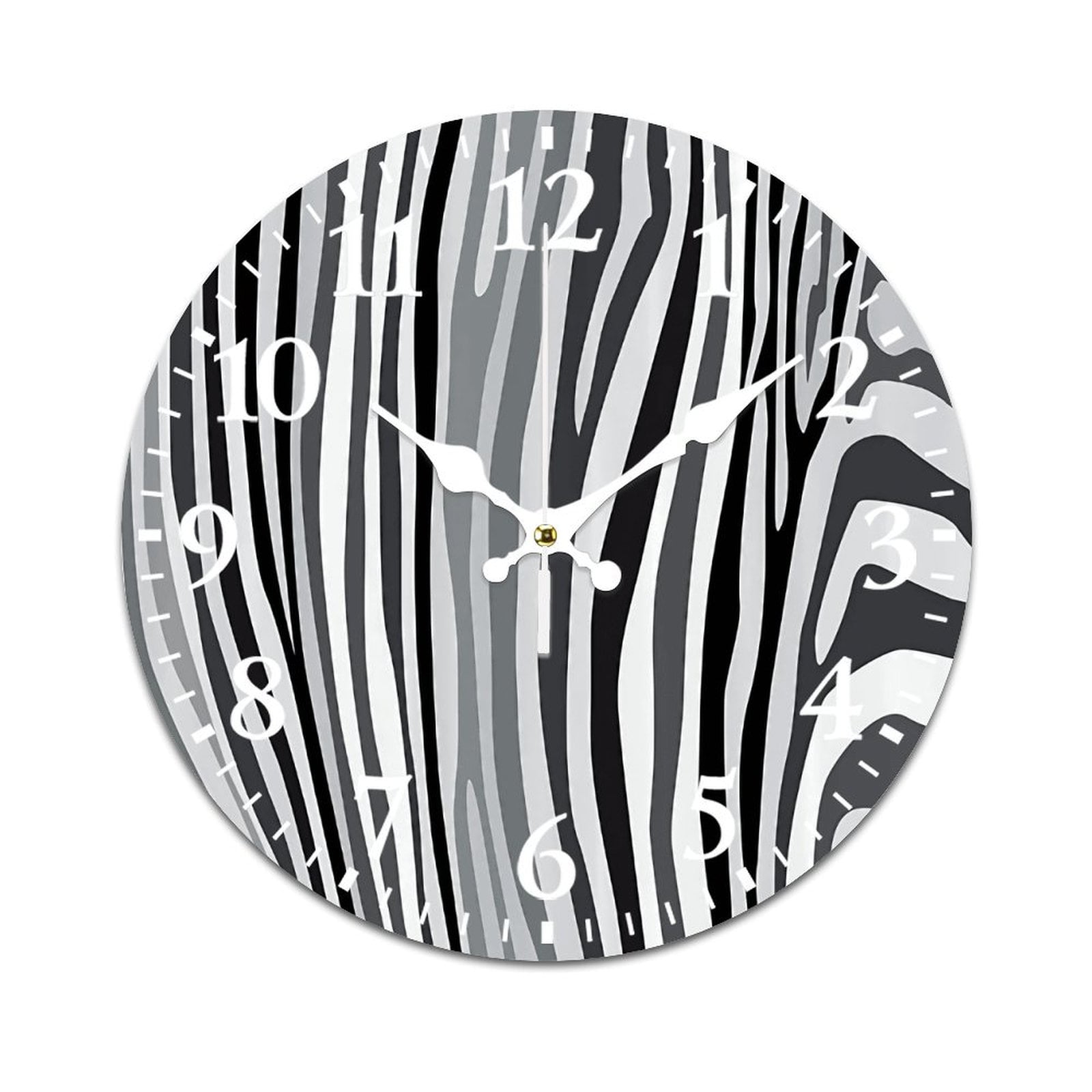 Zebra Pattern Created Grey Black Colour Wall Clock Modern Design Clocks ...