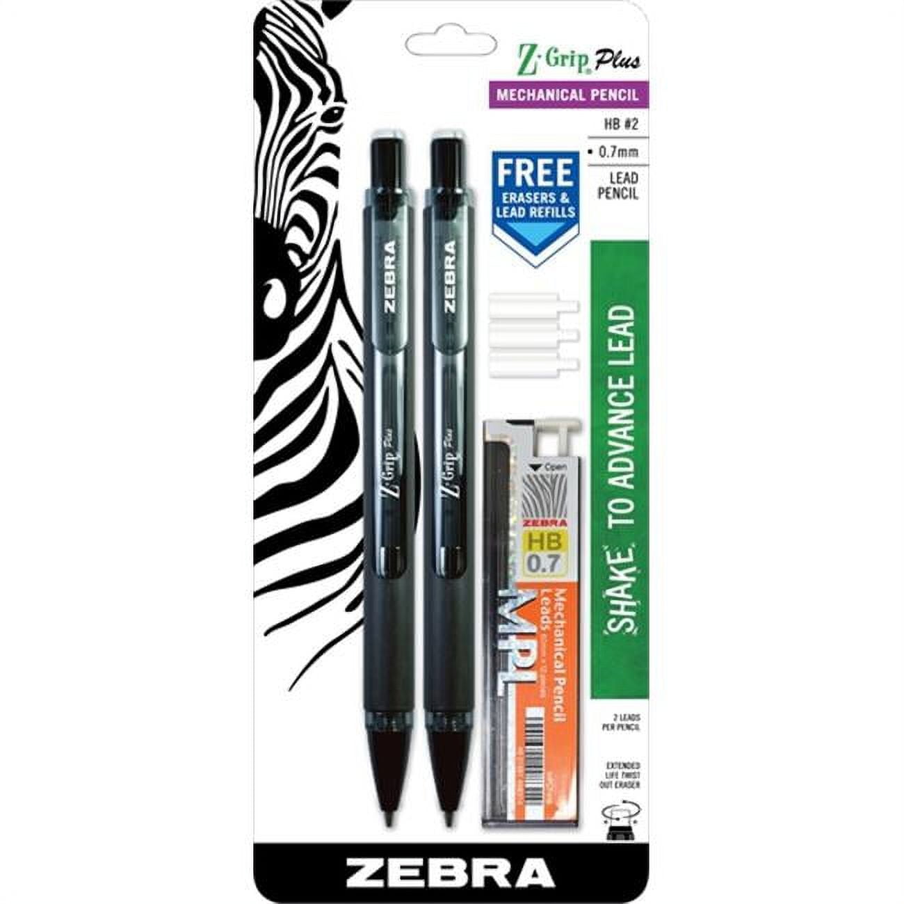 Zebra Pen 55412 0.7 mm Z-Grip Plus Mechanical pencl, Black - Pack of 2 ...