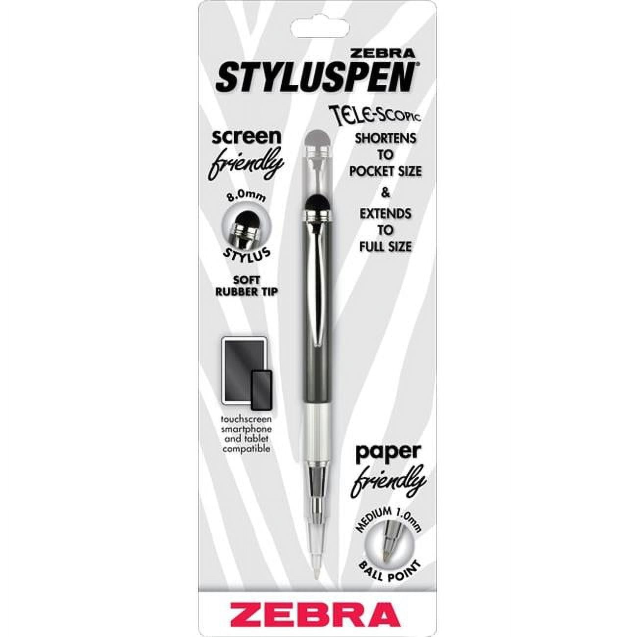 Zebra Pen Corp 1.0 mm. Ink Combo Ballpoint Telescopic Stylus Pen, Slate ...