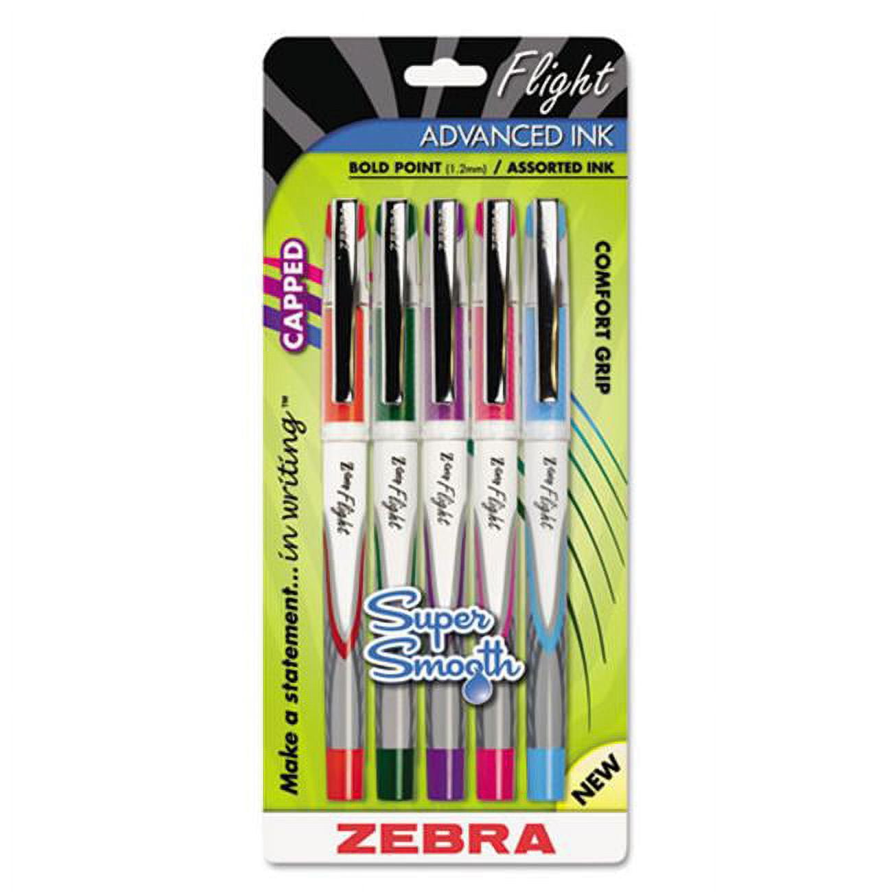 Zebra Pen Corporation 21875 Flight Stick Ballpoint Pen, Assorted, 5 Per ...