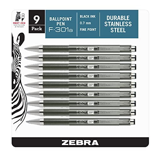 Zebra Pen F-301A Retractable Ballpoint Pen, Premium Charcoal Metal ...