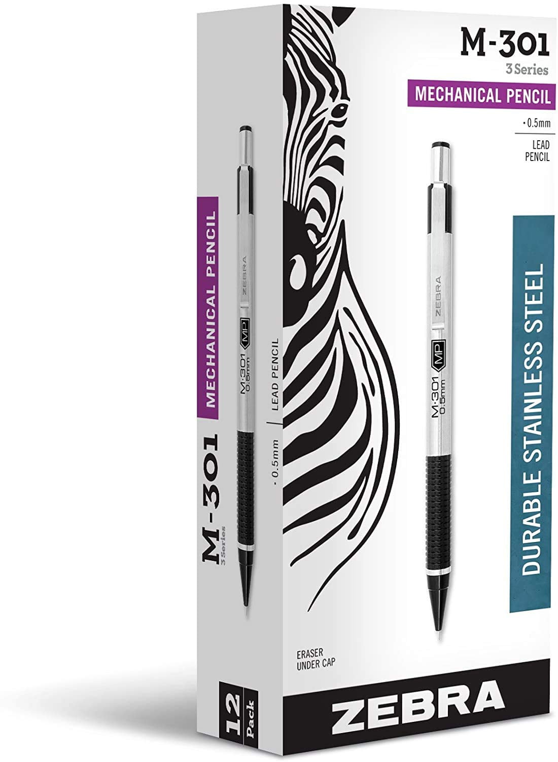 Zebra Pen M-301 Mechanical Pencil, Stainless Steel Barrel, Fine Point ...