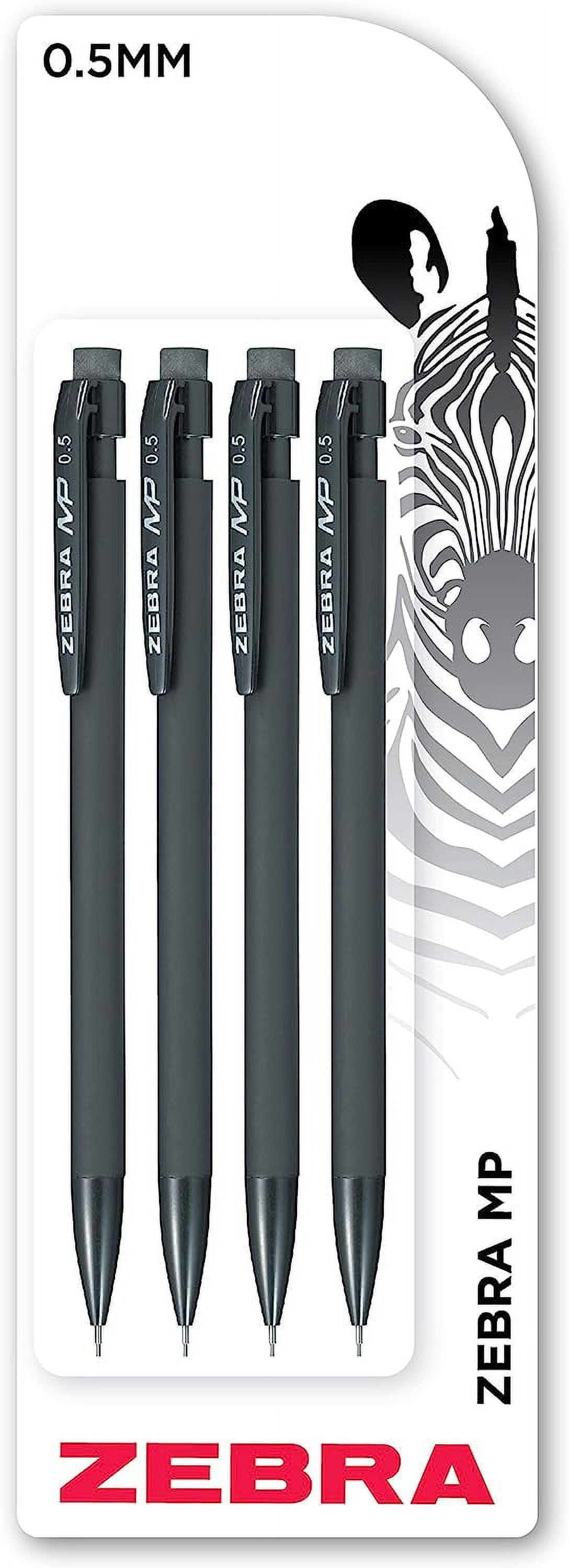 Zebra Pen MP Mechanical Pencil - 0.5mm Nib - Pack of 4 - Black Barrel ...
