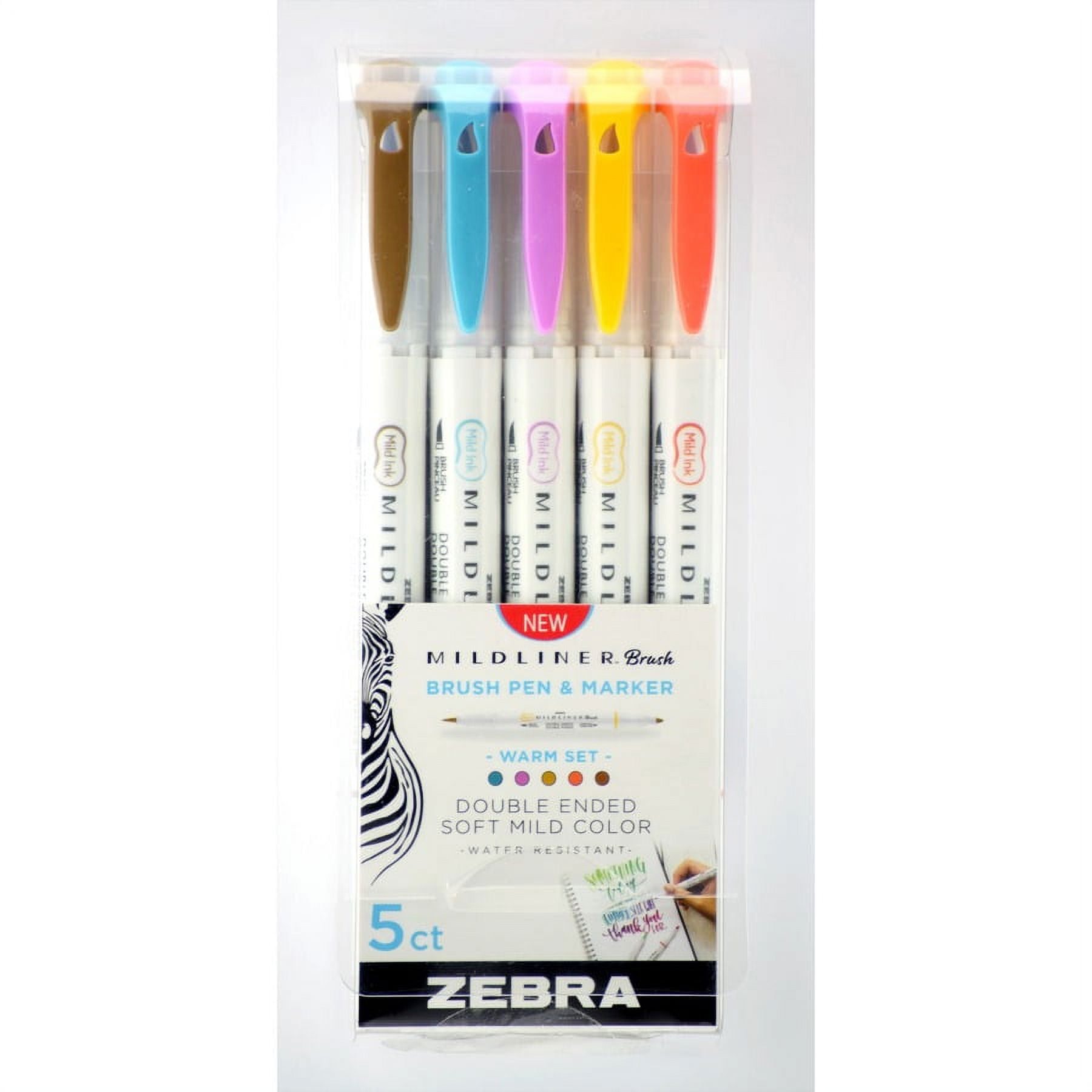 Zebra Pen Mildliner Brush Pen & Marker Set - Fine Marker Point - Brush ...