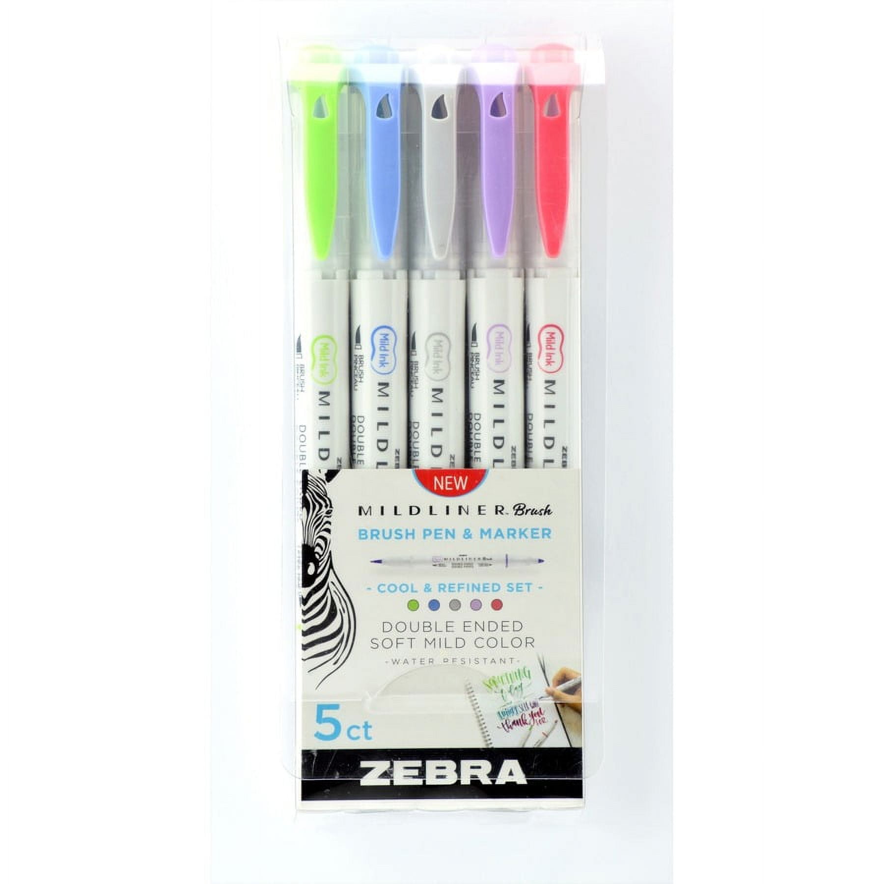 Zebra Pen Mildliner Brush Pen & Marker Set - Fine Marker Point - Brush ...