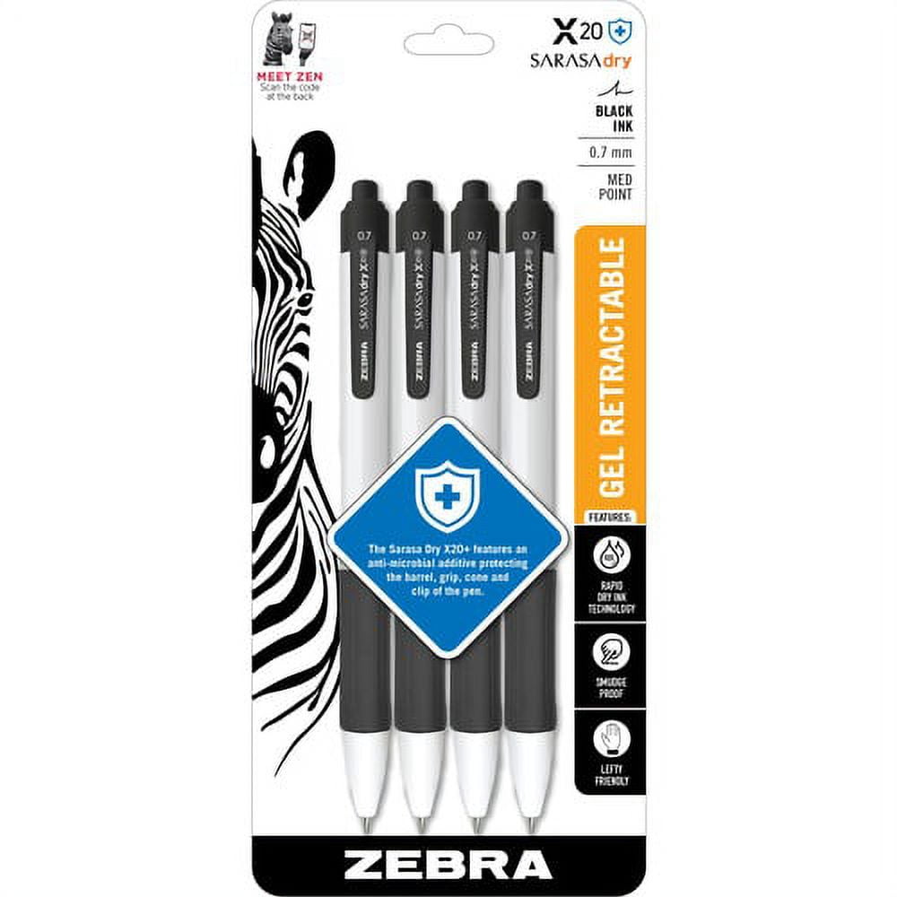 Zebra Pen SARASA dry X20+ Retractable Gel Pen - Medium Pen Point - 0.7 ...
