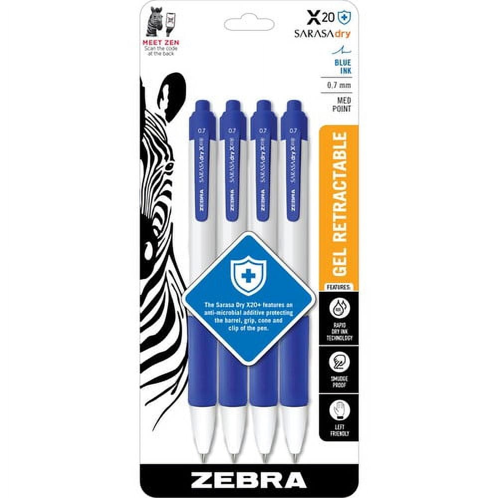 Zebra Pen SARASA dry X20+ Retractable Gel Pen - Medium Pen Point - 0.7 ...