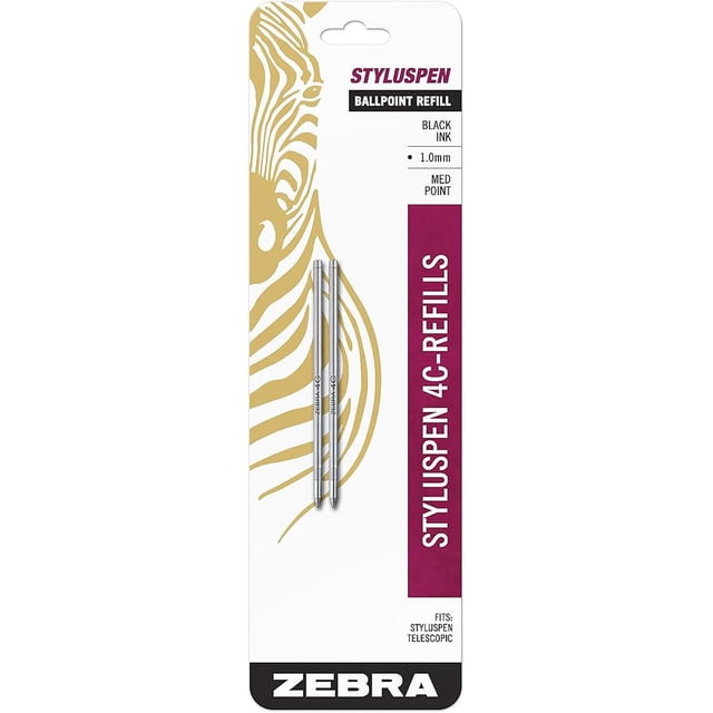 Zebra Pen StylusPen Telescopic Ballpoint 4C Refill, Medium Point, 1.0mm ...