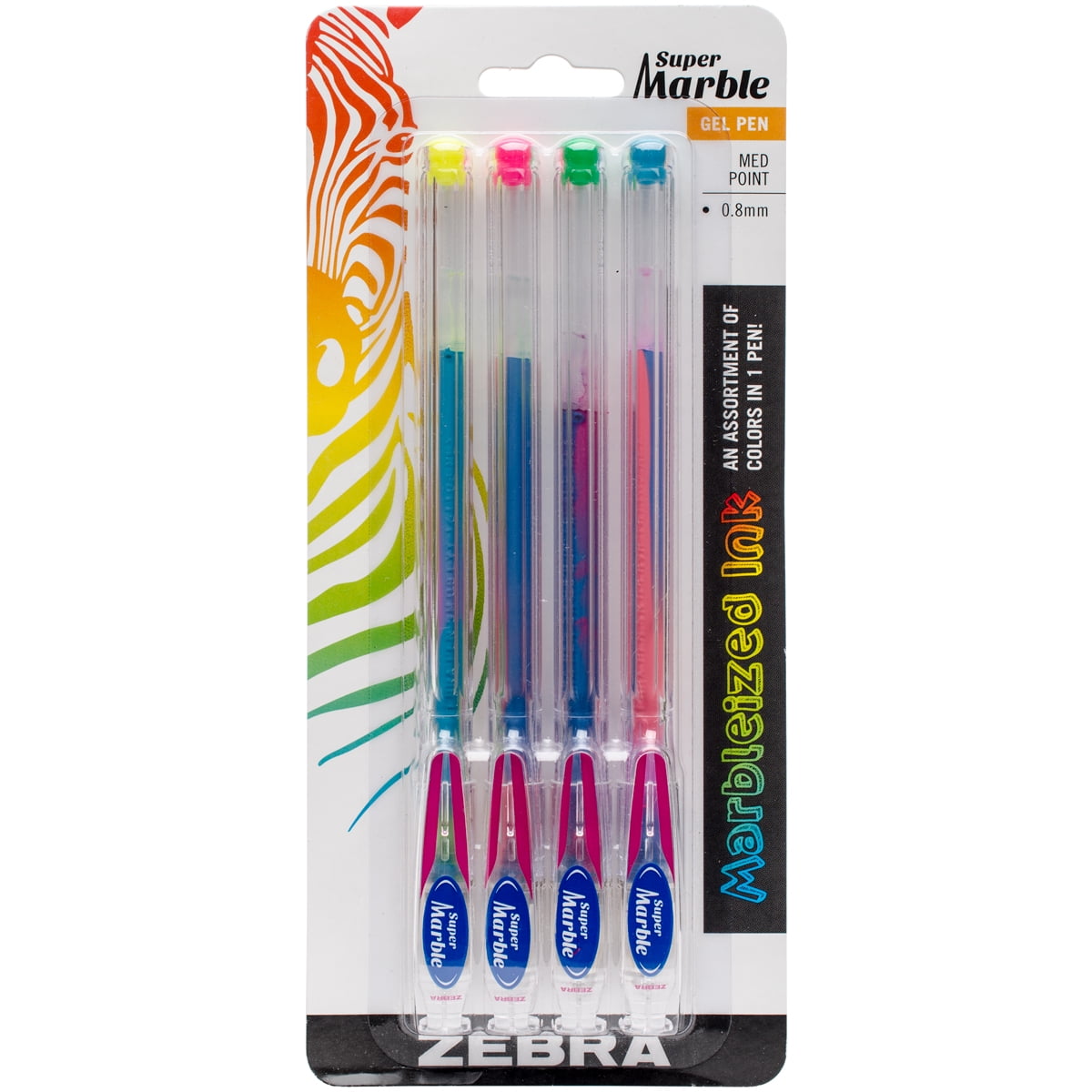 Zebra Pen Super Marble Gel Pen, 0.8mm, Multi-Color, 4-Count - Walmart.com