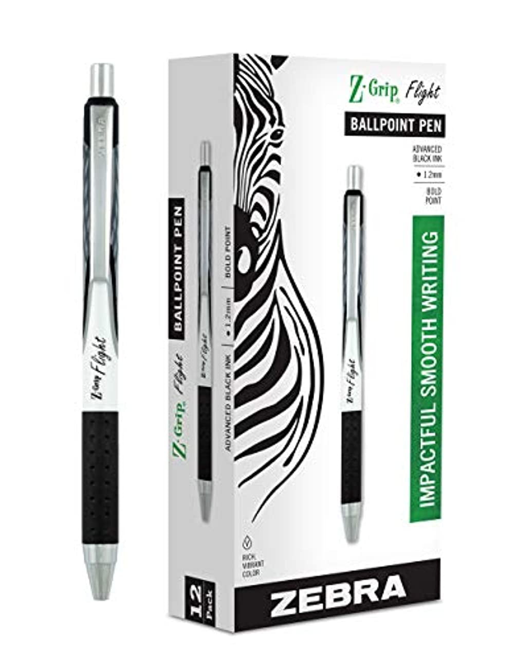 Zebra Pen Z-Grip Flight Retractable Ballpoint Pens, Bold Point, 1.2 mm ...