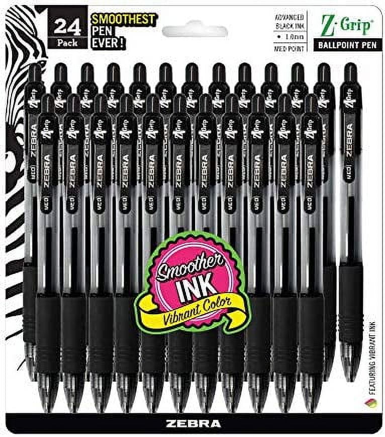 Zebra Pen Z-Grip Retractable Ballpoint Pens, Medium Point, 1.0mm, Black ...