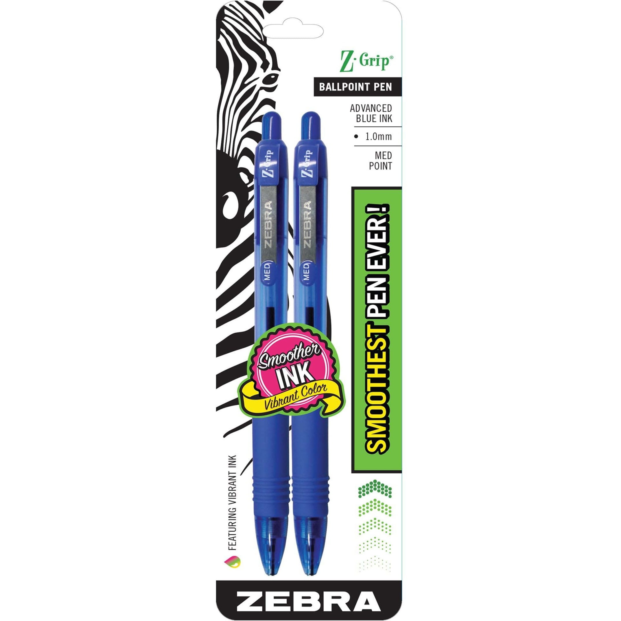 Zebra Pen 2-Pack Blue Colored Z-Grip Retractable Ballpoint Pens with ...
