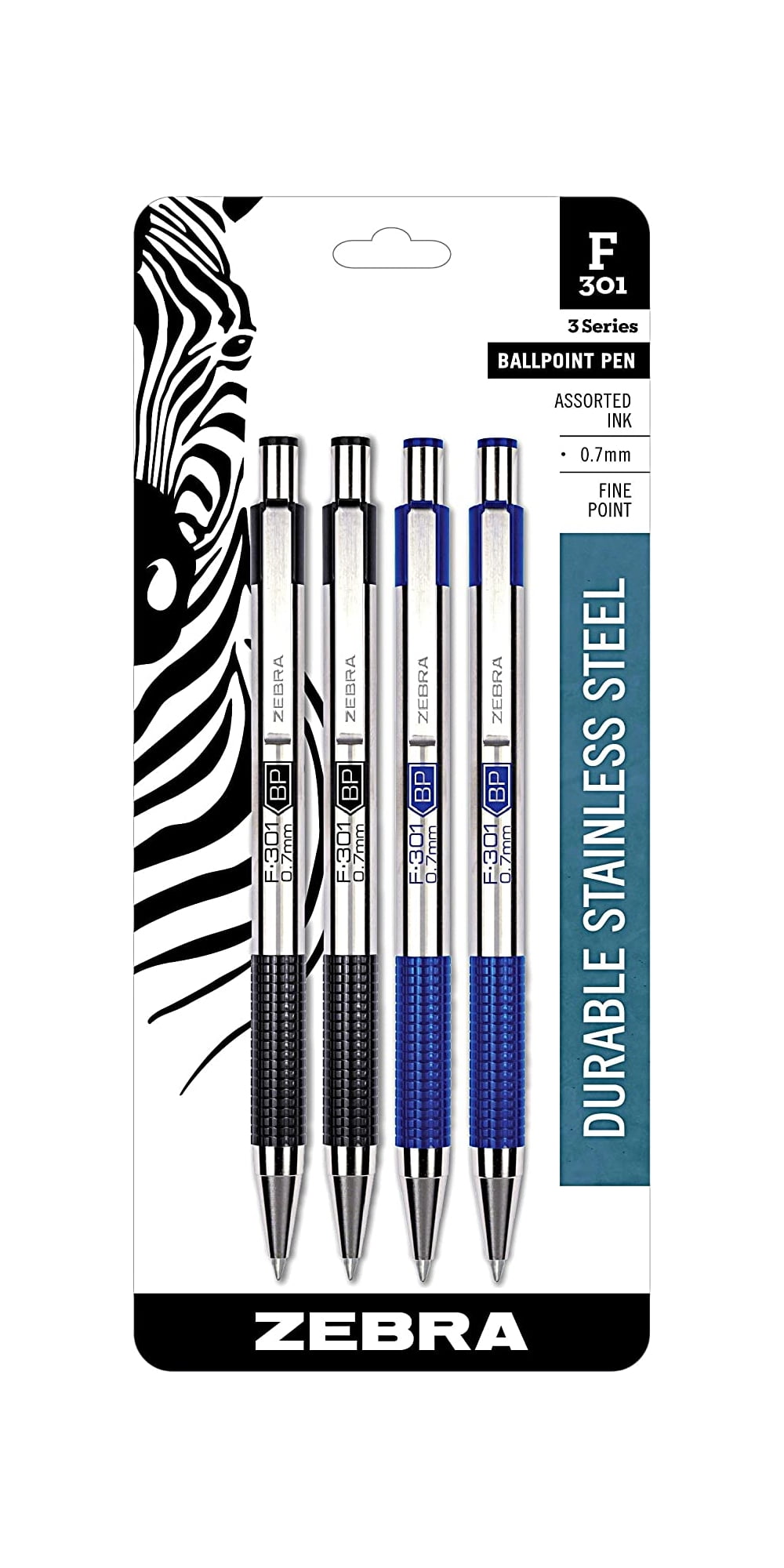 Zebra Pens Fine Point F 301, Combo Pack of 2 BLACK INK & 2 BLUE INK ...