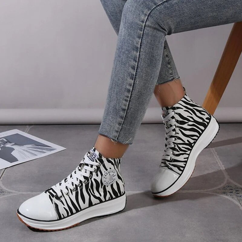 Zebra Platform Canvas Shoes Sneaker Shoes for Women Fashion Woman Sport ...