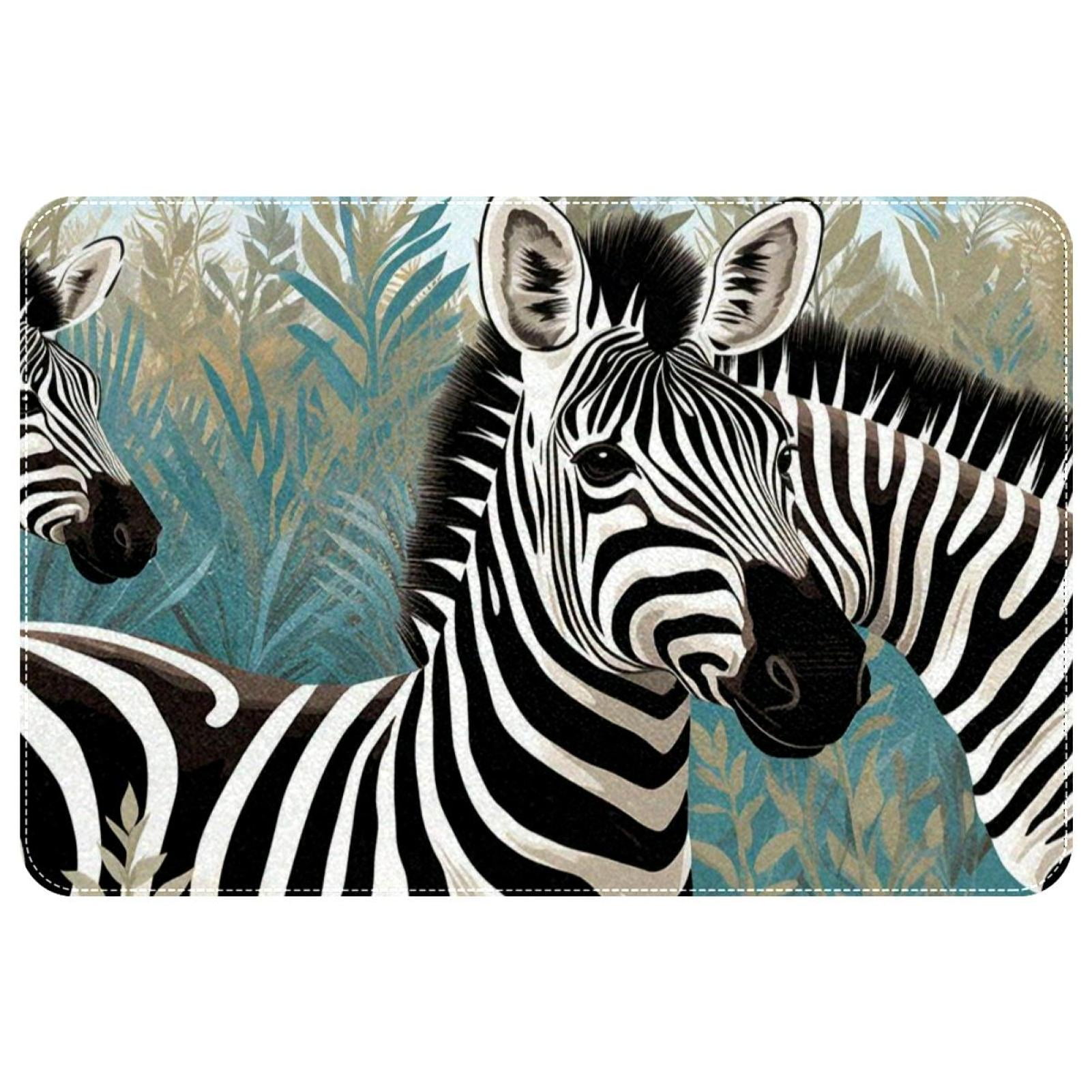 Zebra Polyester Non-Slip Machine Washable Area Rugs for Office Floor ...