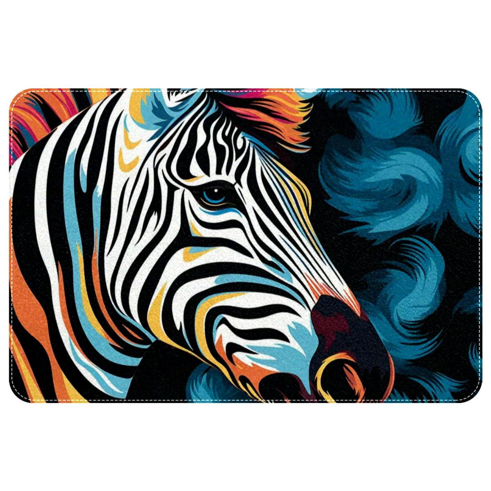 Zebra Polyester Non-Slip Machine Washable Office Mat - Door Mat Chair ...