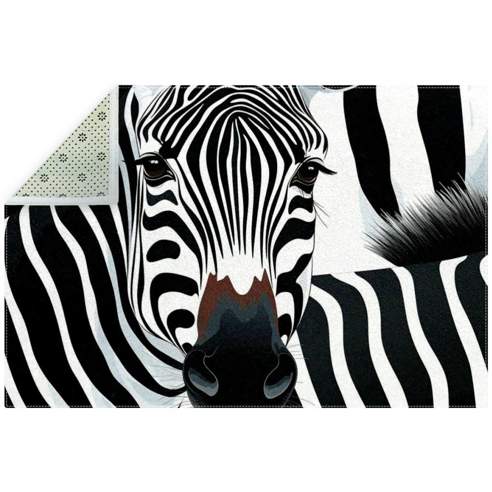 Zebra Polyester Welcome Mat - Indoor/Outdoor Door Mat with Right-Angle ...