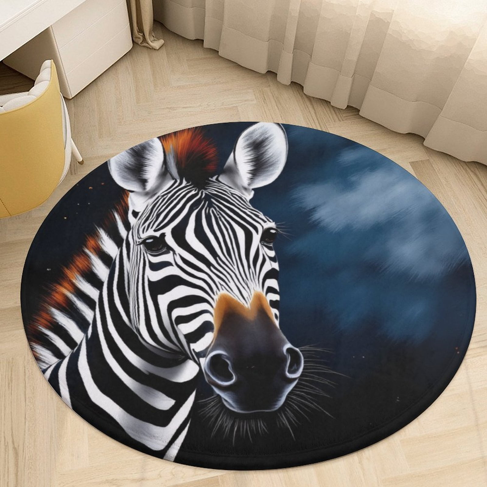 Zebra Portrait Round Area Rugs for Bedroom Living Room, 5FT Soft Indoor ...