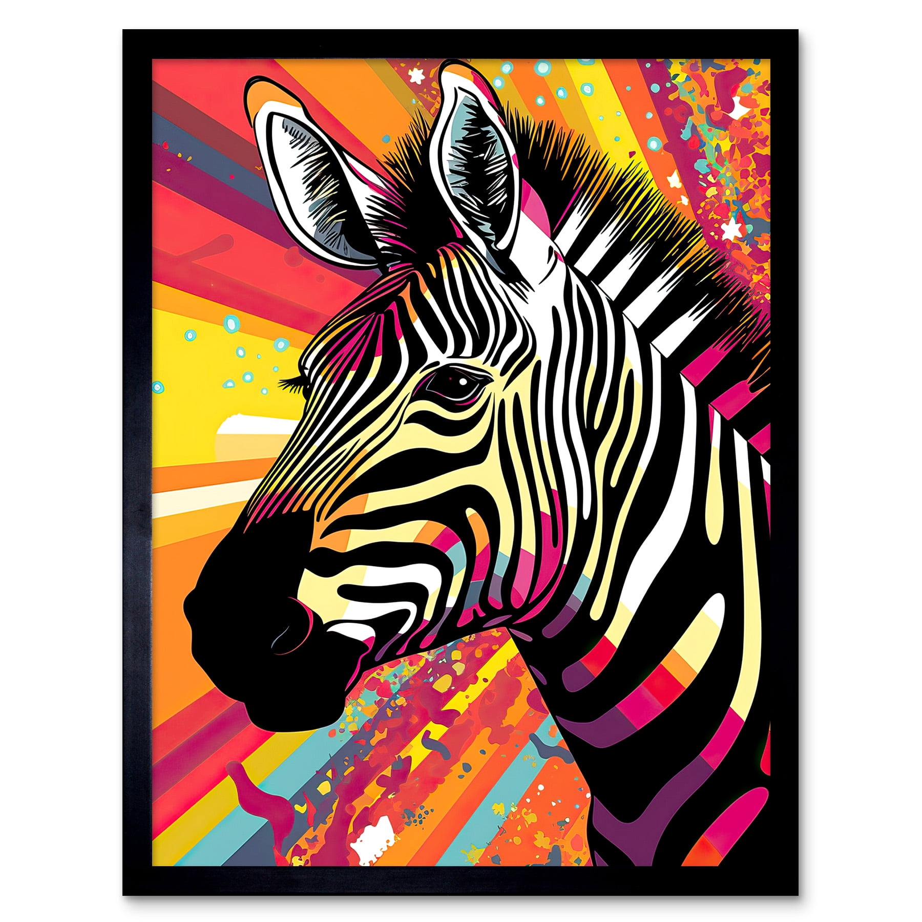 Zebra Portrait Vibrant Colourful Stripes Bright Bold Psychedelic ...