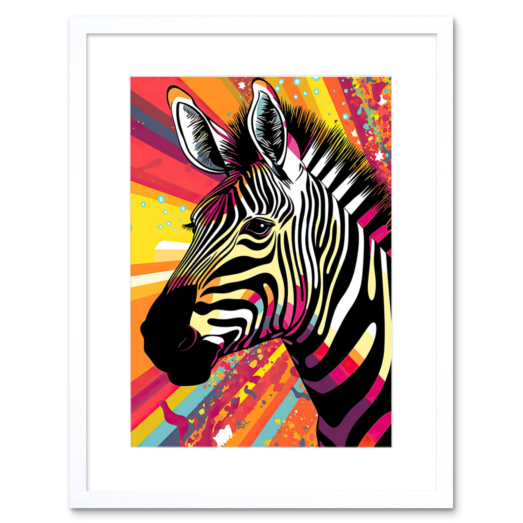 Zebra Portrait Vibrant Colourful Stripes Bright Bold Psychedelic ...