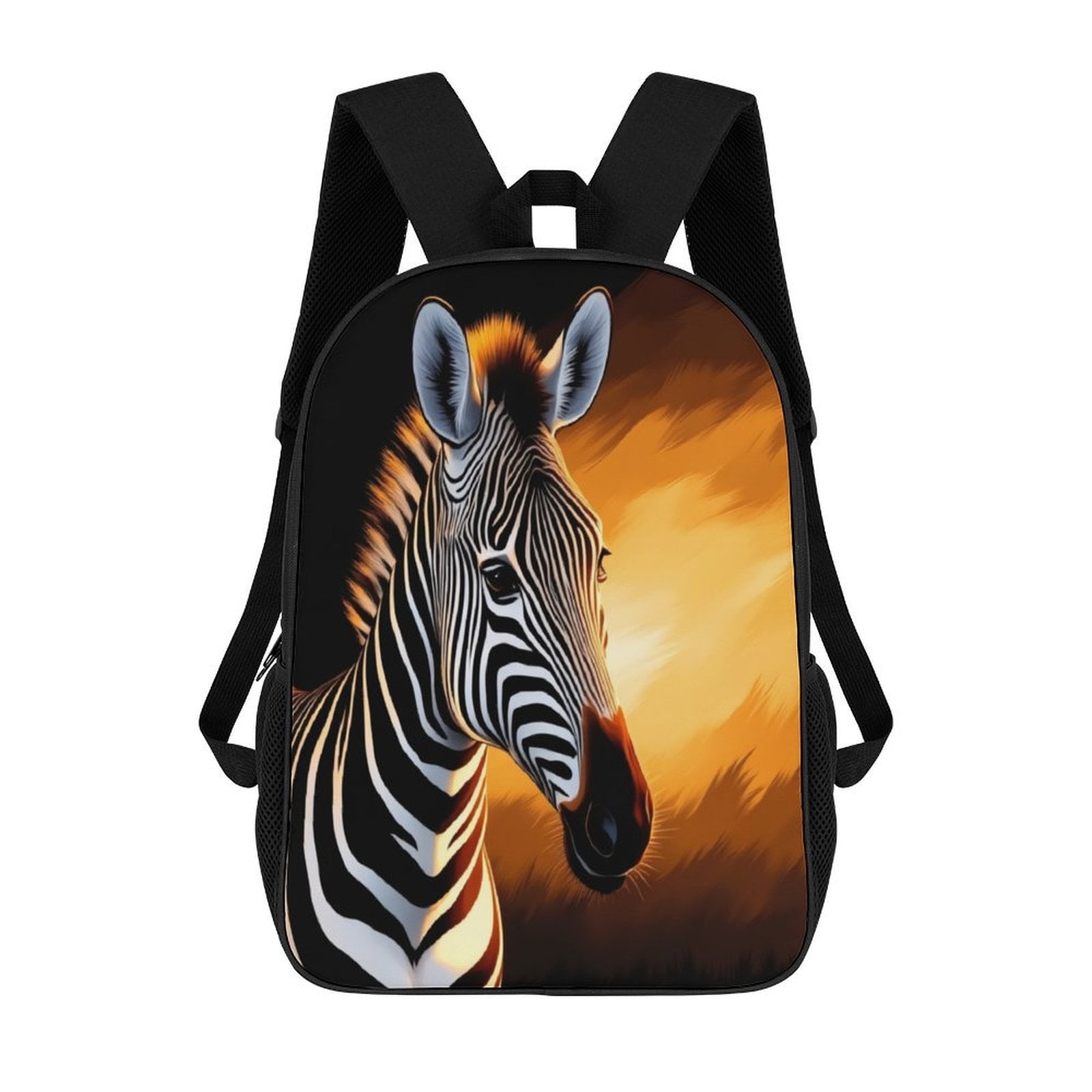 Zebra Portrait in Warm Sunset 3D Print 17in adolescent Backpack ...