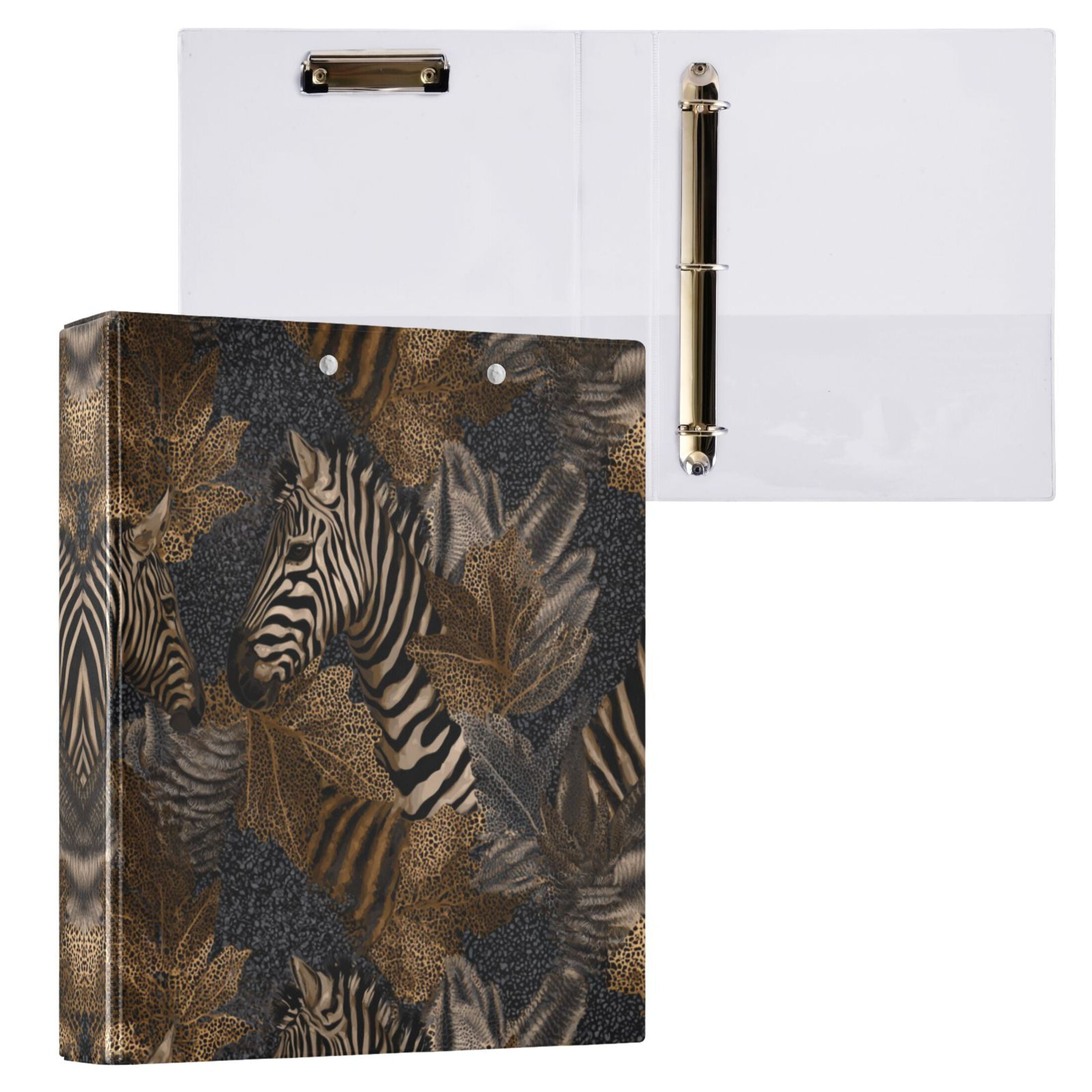Zebra Print 3 Ring Hardcover Binders 1.5in Round Rings for Letter-Size ...