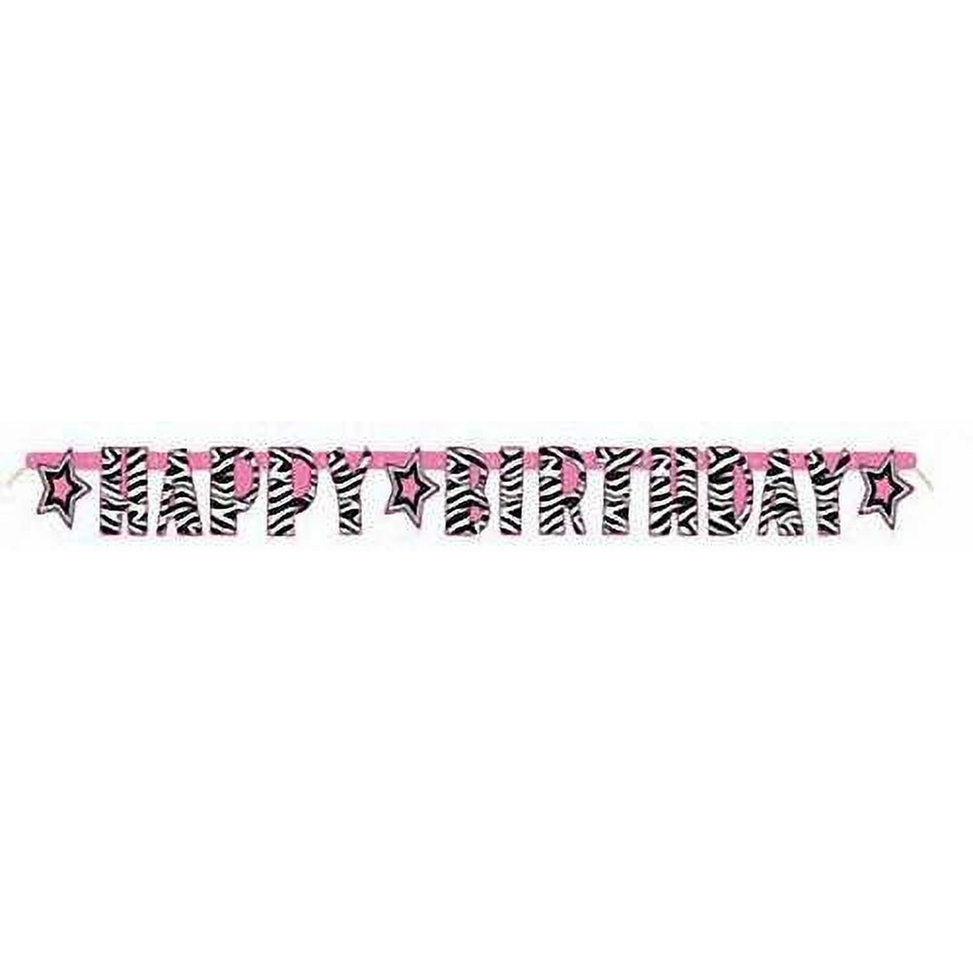 Zebra Print Happy Birthday Banner