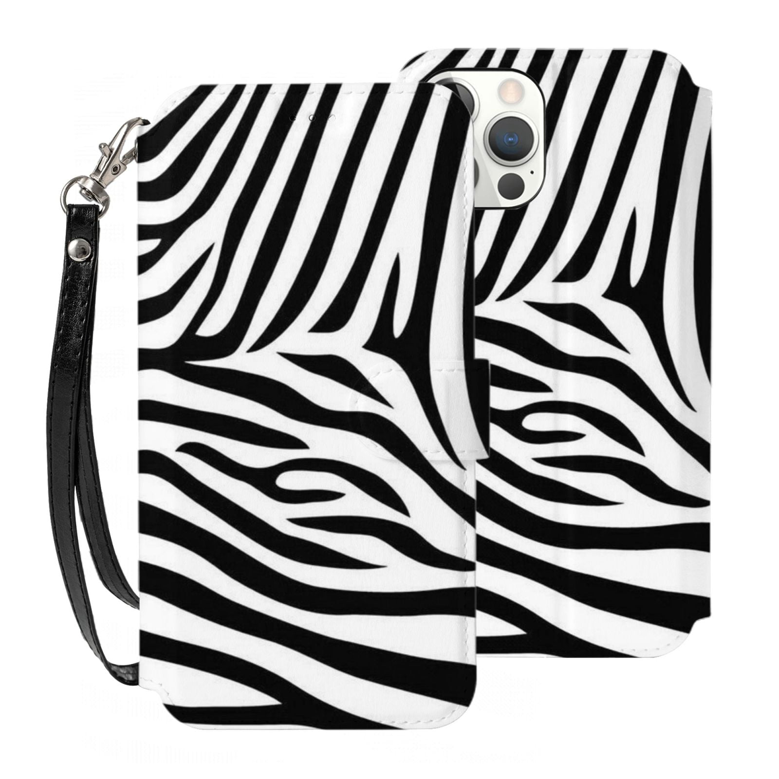 Zebra Print Black And White Leather Wallet Phone Case Wallet Case for ...