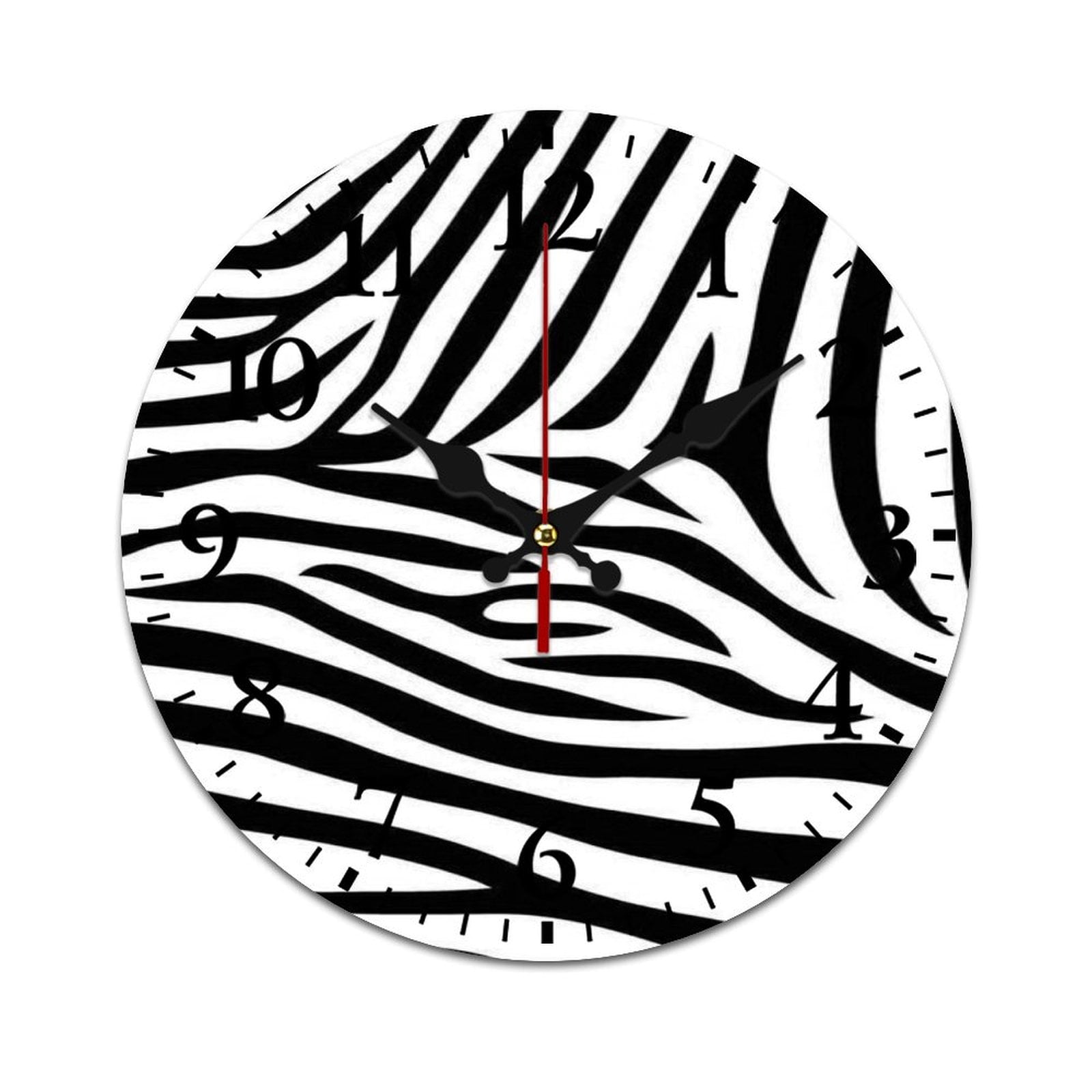 Zebra Print Black And White Wall Clock Modern Design Clocks Wall ...