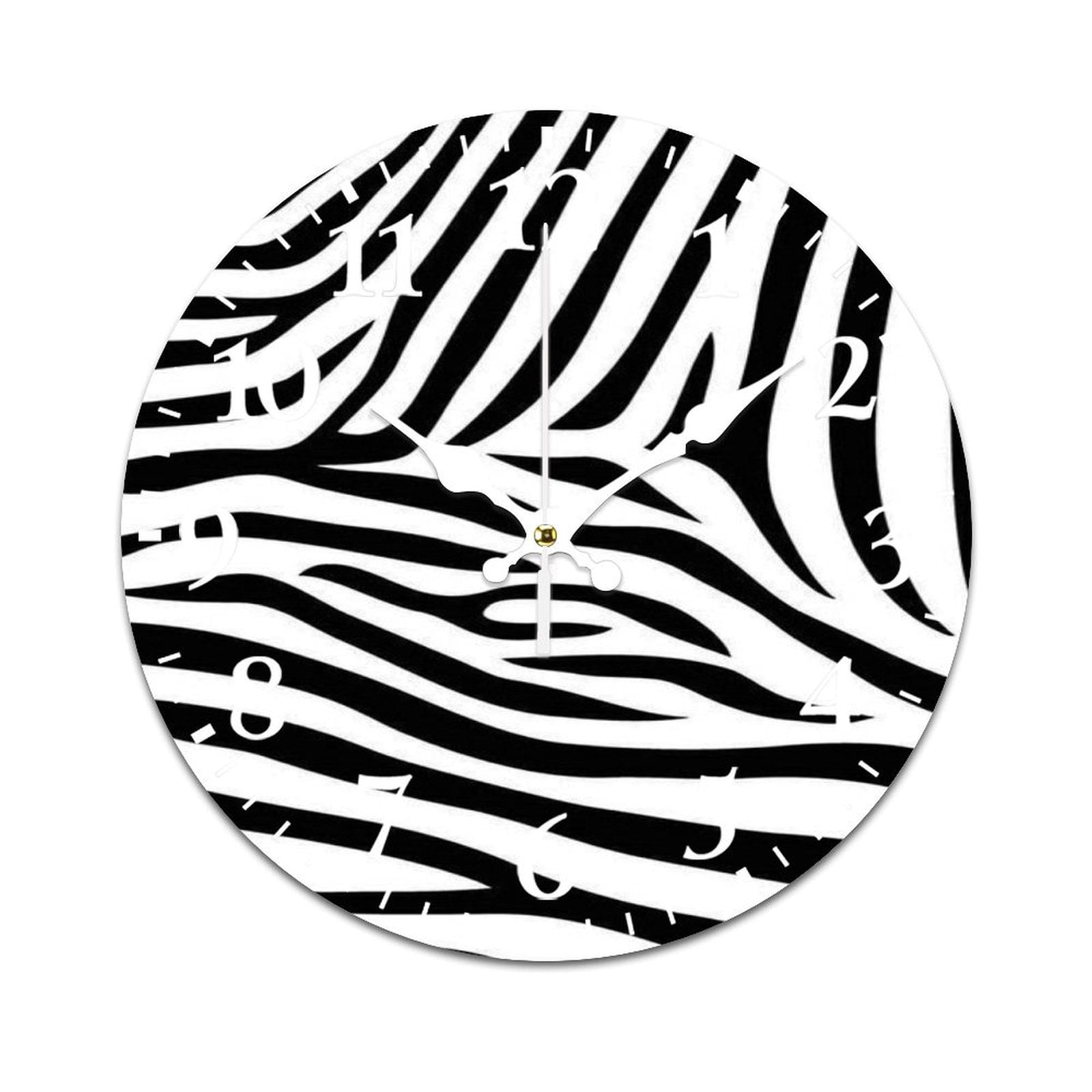 Zebra Print Black And White Wall Clock Modern Design Clocks Wall ...