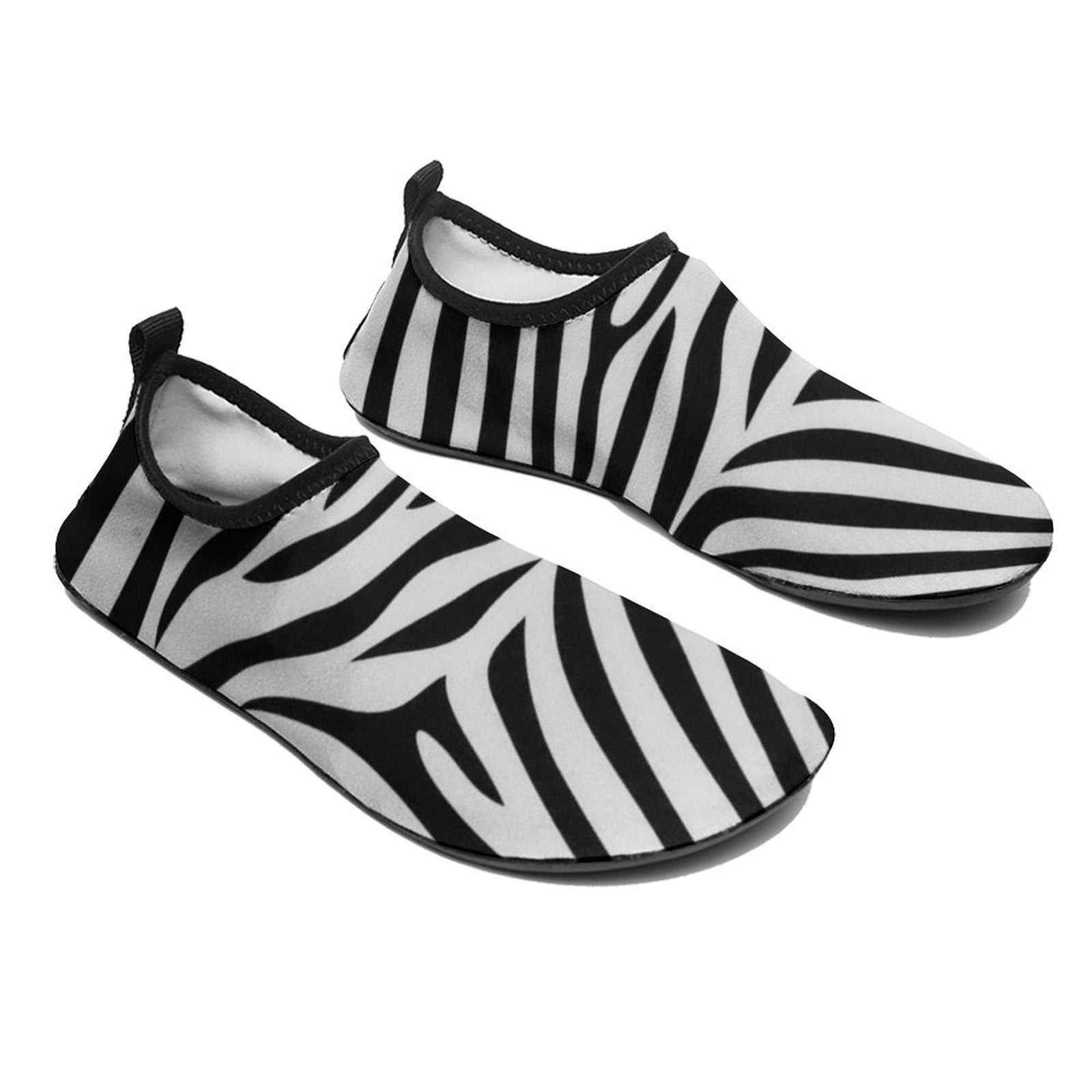 Zebra Print Black And White Water Shoes Beach Slip-on Shoes for Men ...