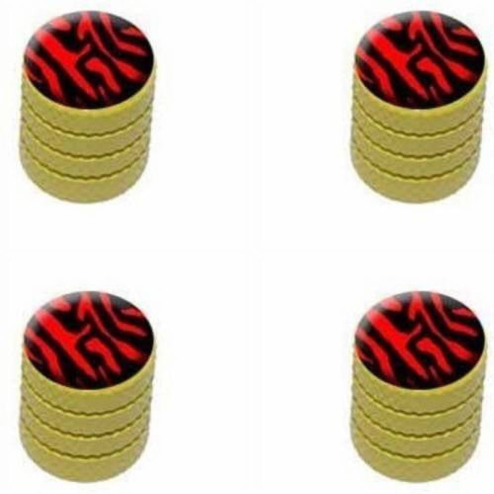 Zebra Print Black Red Tire Rim Wheel Aluminum Valve Stem Caps, Multiple ...