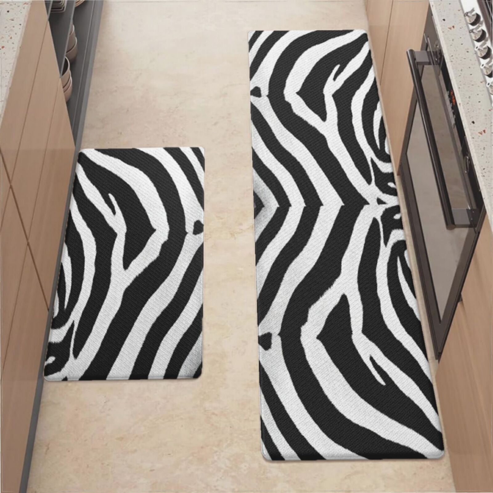 Zebra Print Black And White Kitchen Mat Runner 1 Pieces Non Slip ...