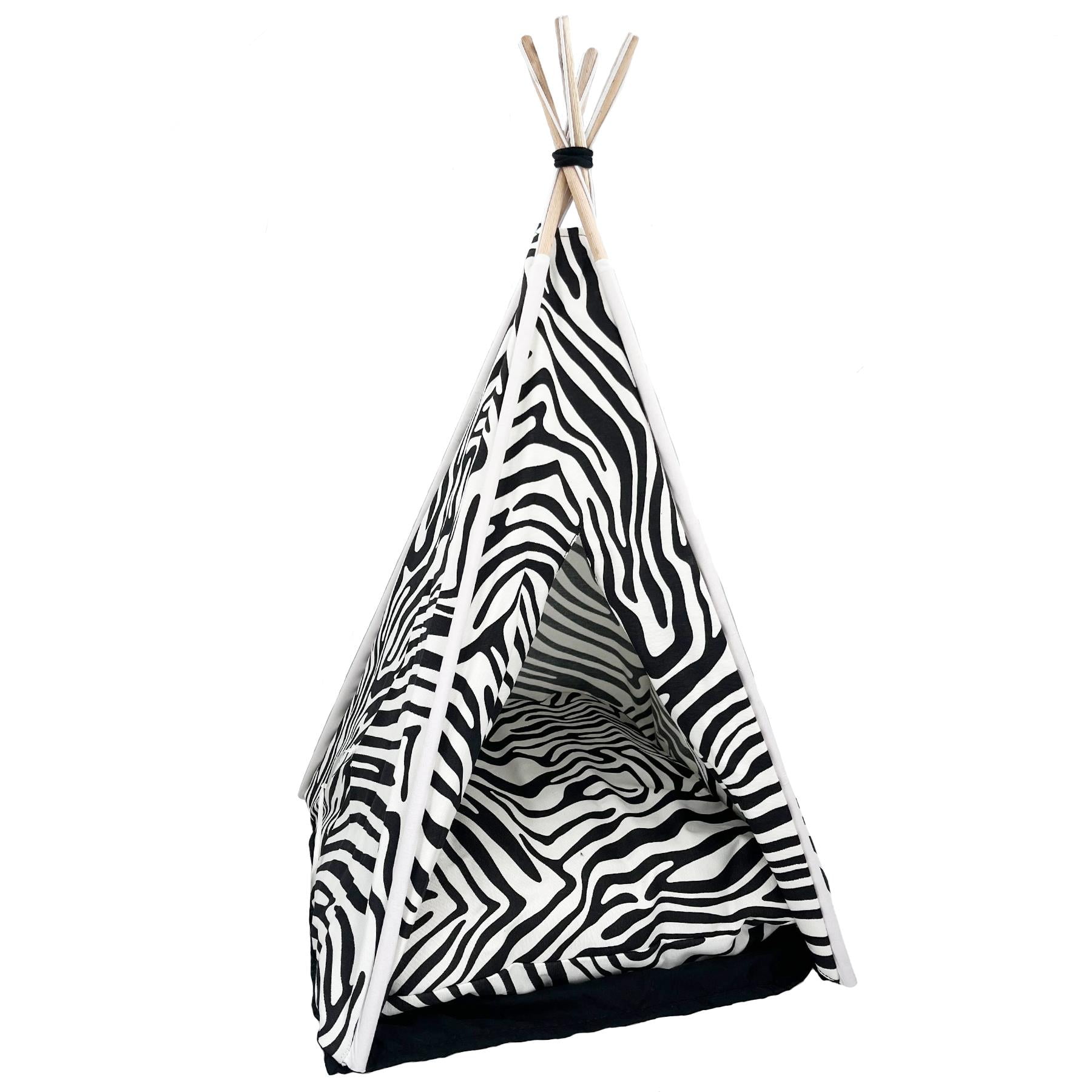 Zebra Print Cat Kitten Small Animals Play Tent Tepee Foldable House ...