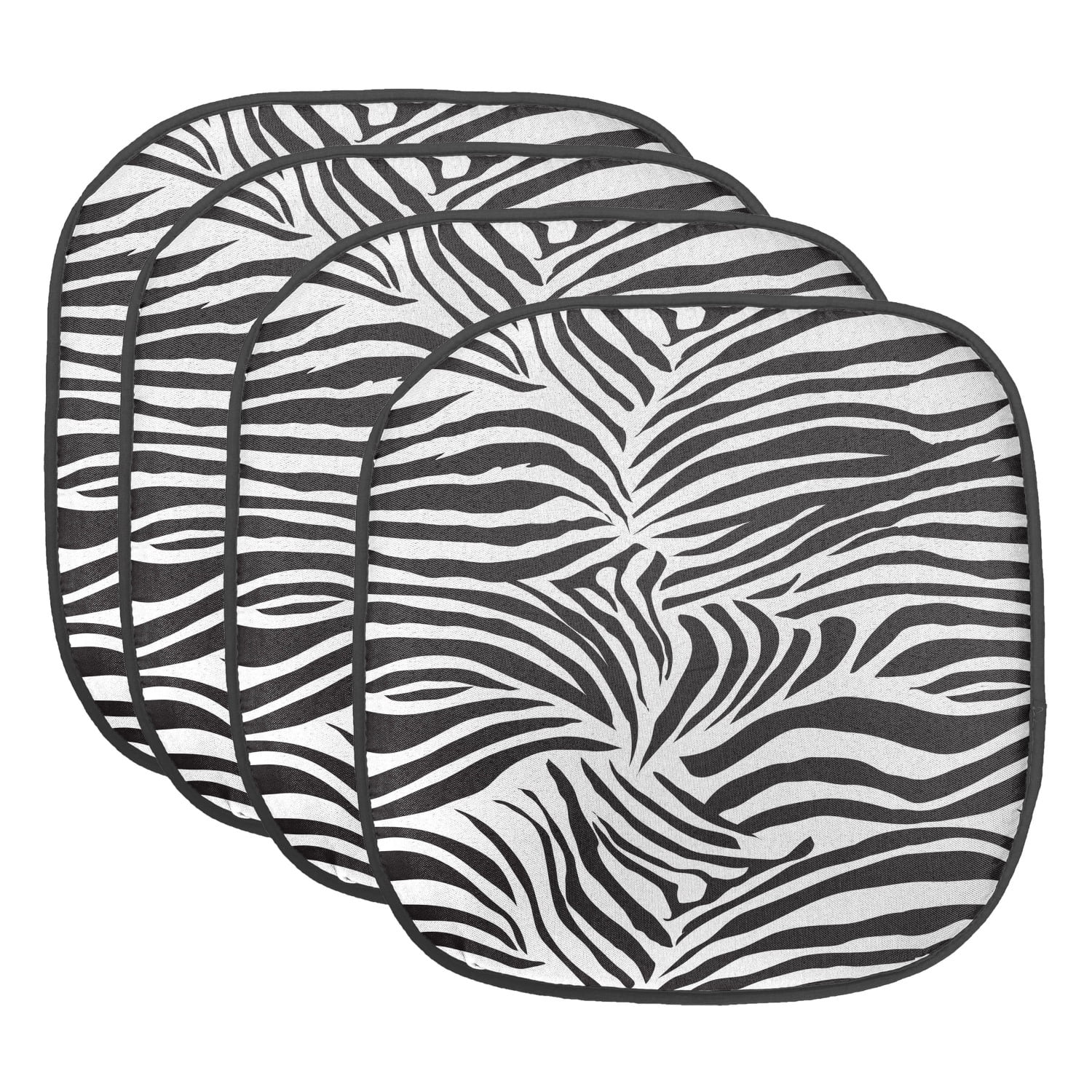 Zebra Print Chair Seating Cushion Set of 4, Striped Zebra Animal Print ...