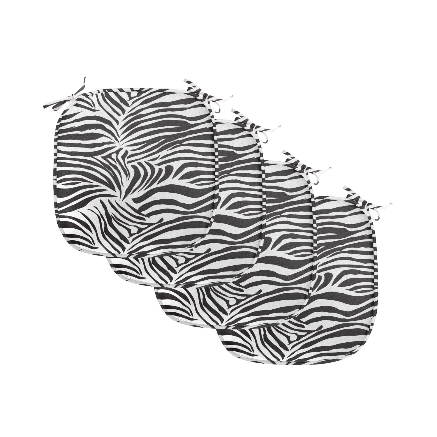 Zebra Print Chair Seating Cushion Set of 4, Striped Zebra Animal Print ...